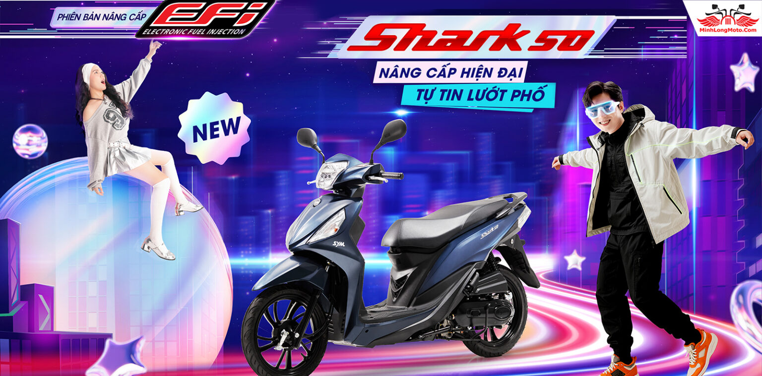 SYM Shark 50 Fi - Xe tay ga tiết kiệm, an toàn cho học sinh